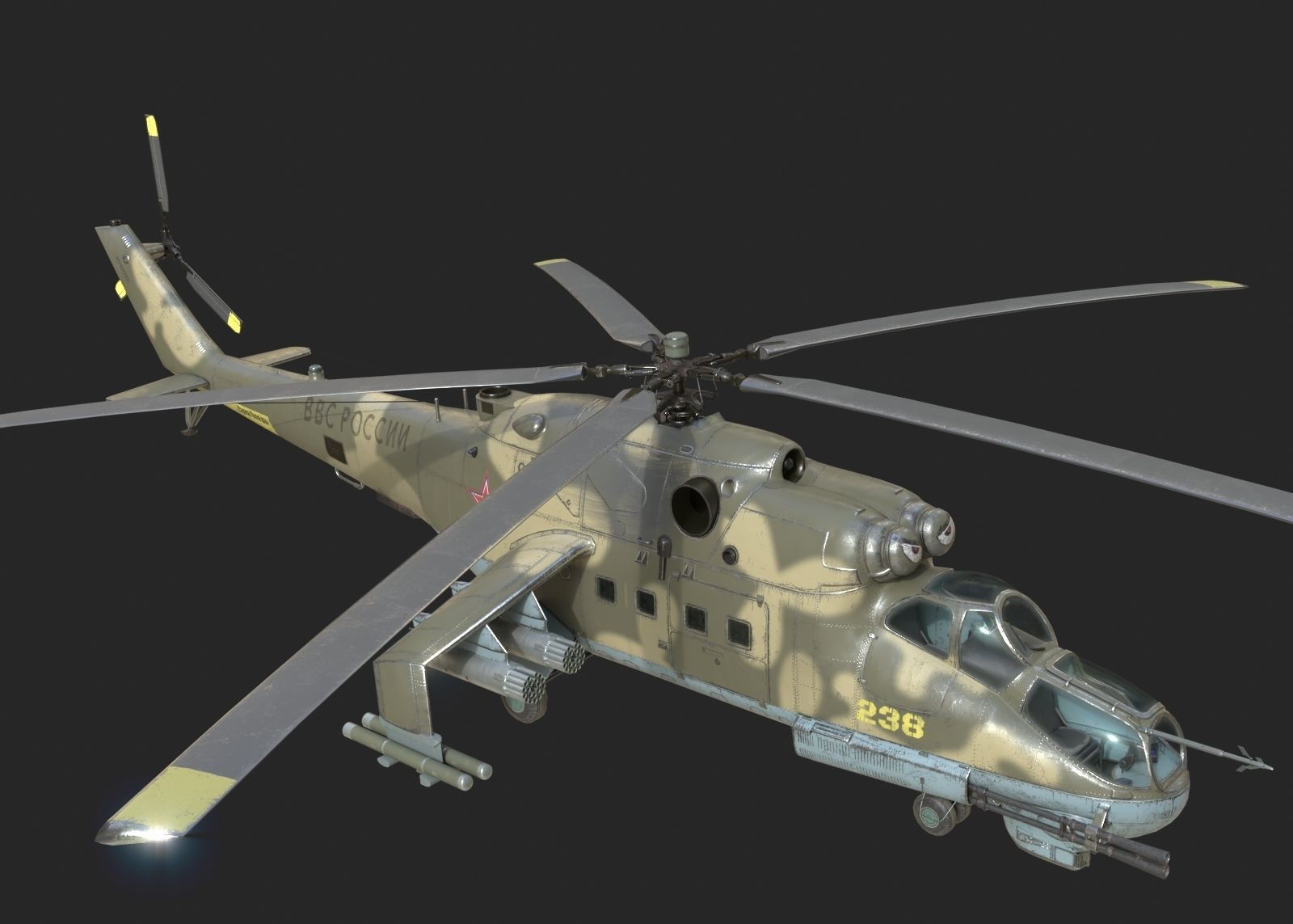 3D model 5 coatings of Russian Mi-24P Hind Gunship attack helicopter VR ...