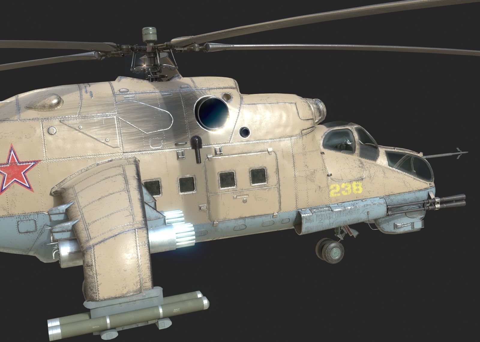 3D model 5 coatings of Russian Mi-24P Hind Gunship attack helicopter VR / AR / low-poly | CGTrader
