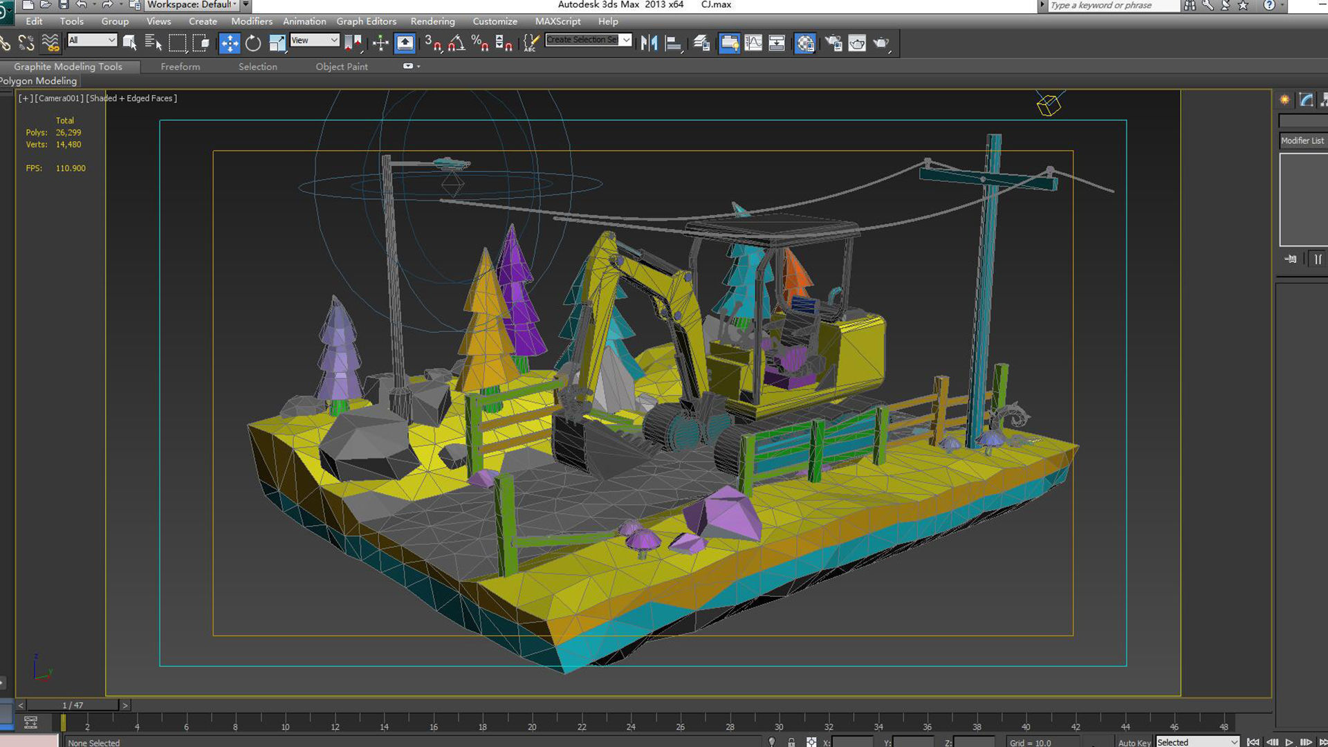 Cartoon diggers Low Poly Excavator 3D model | CGTrader