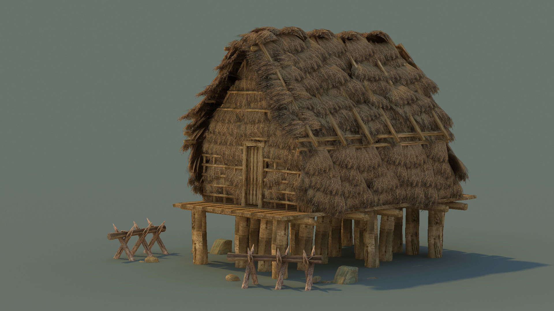 thatched cottage countryside Residential Building Ancient 3D model ...
