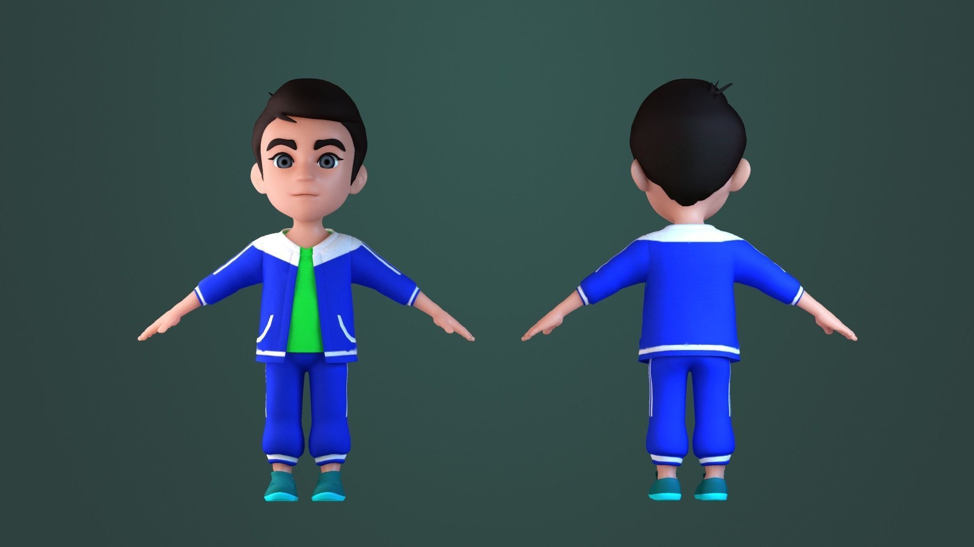 Animated characters pupils students passersby little boy 3D model ...