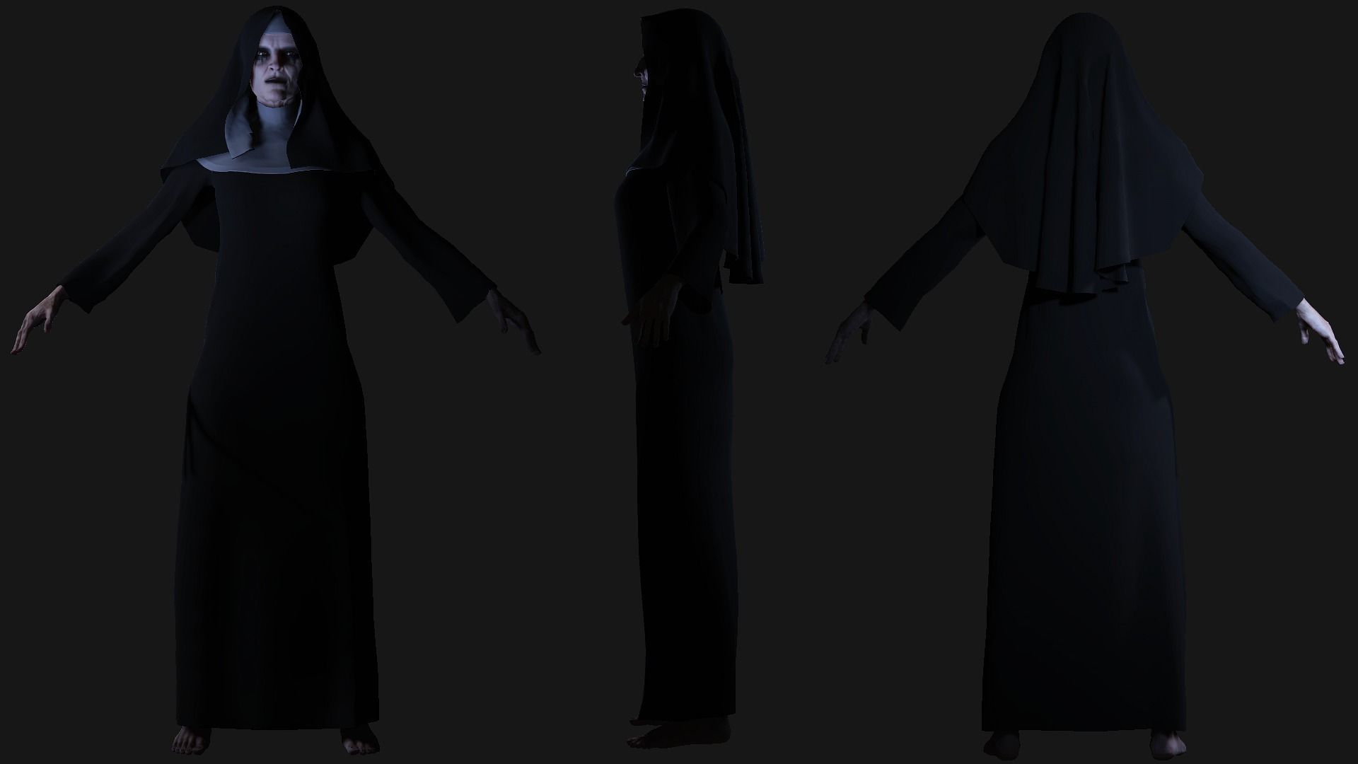 3D model Demonic Nun- Game Ready Horror Character VR / AR / low-poly ...