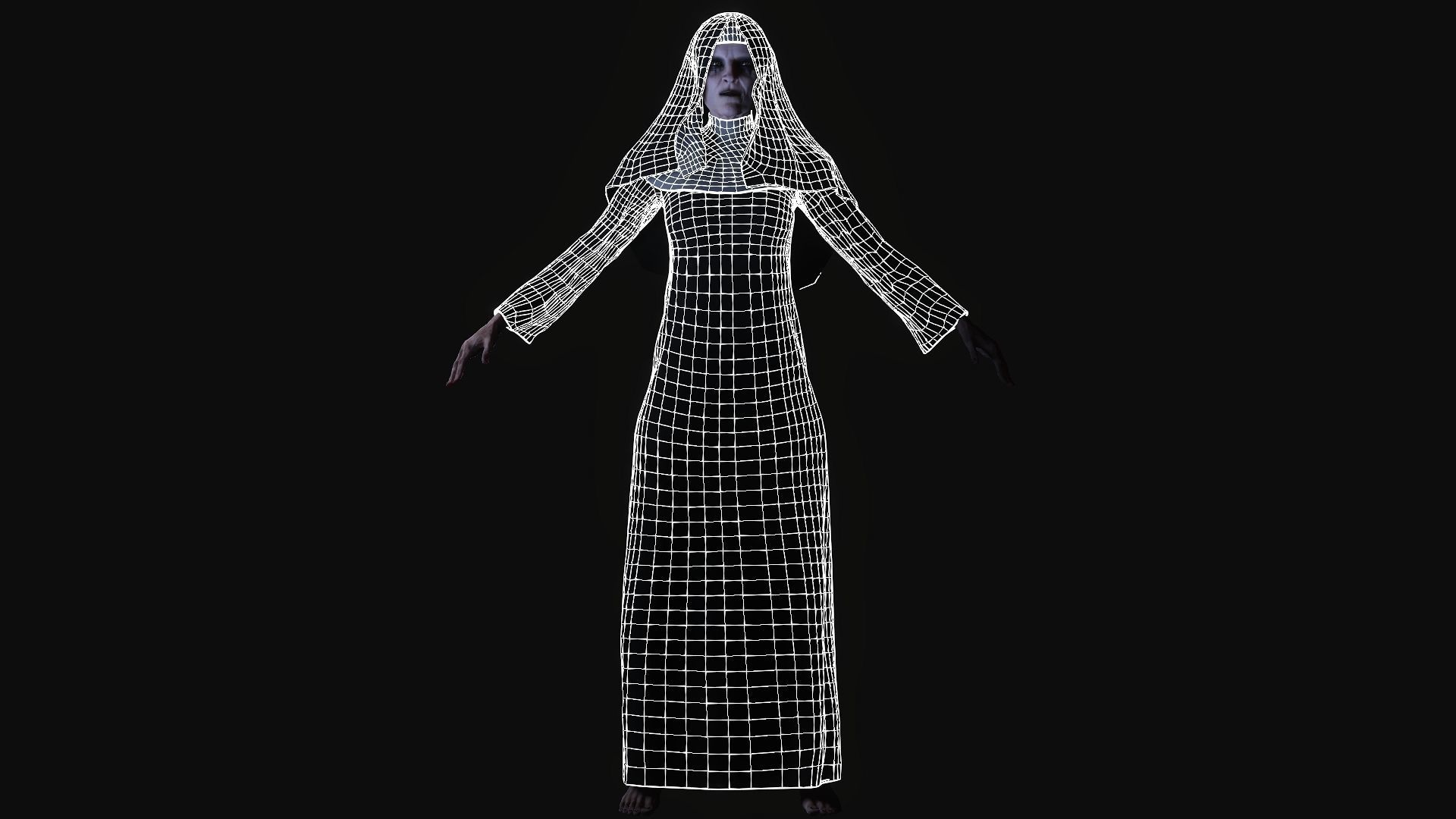 3D model Demonic Nun- Game Ready Horror Character VR / AR / low-poly ...