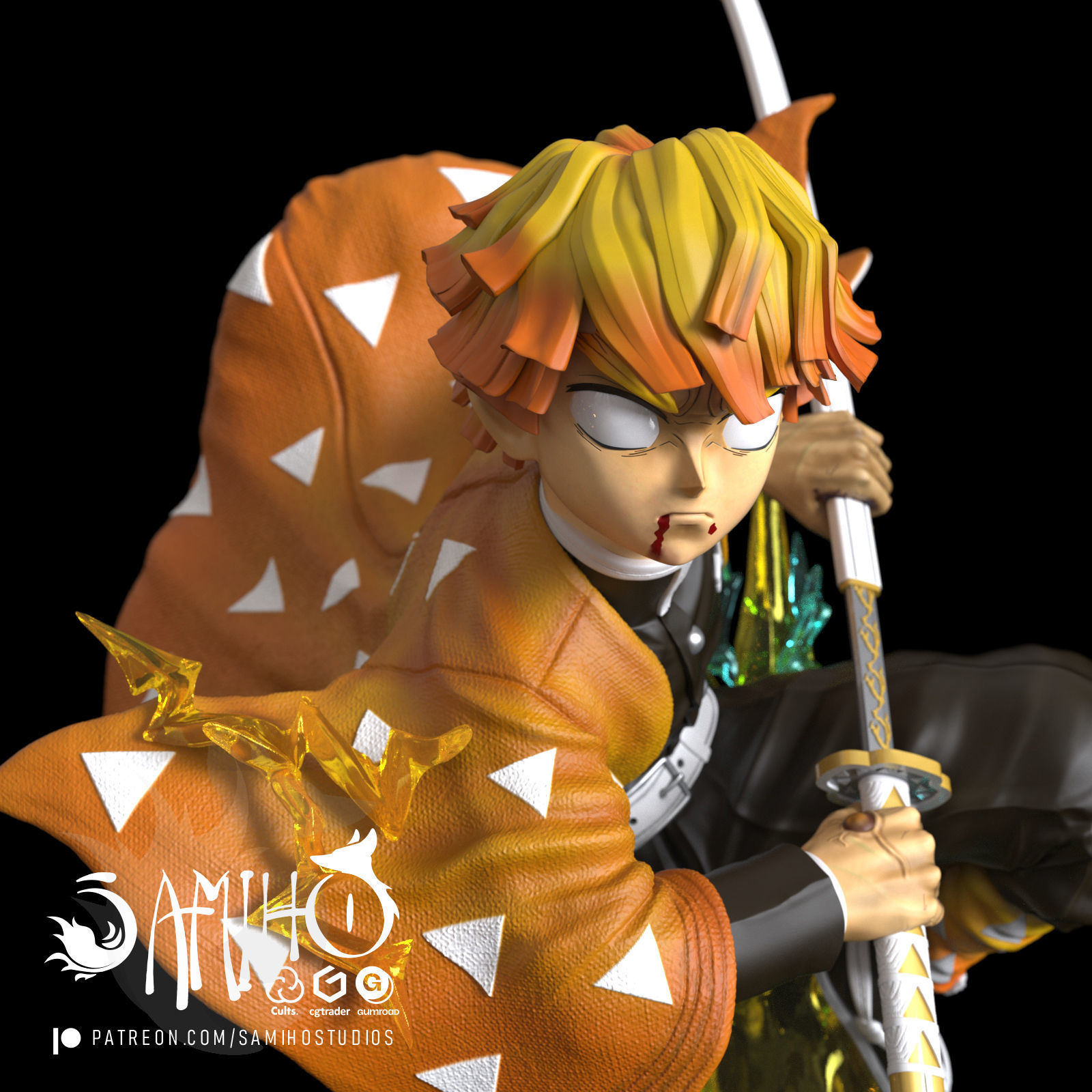 Samiho Studios - Agatsuma Zenitsu - STLs ready for printing 3D model 3D ...