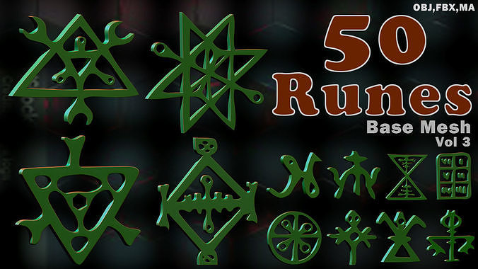 3D model 50 Runes Base Mesh Vol 3 VR / AR / low-poly | CGTrader