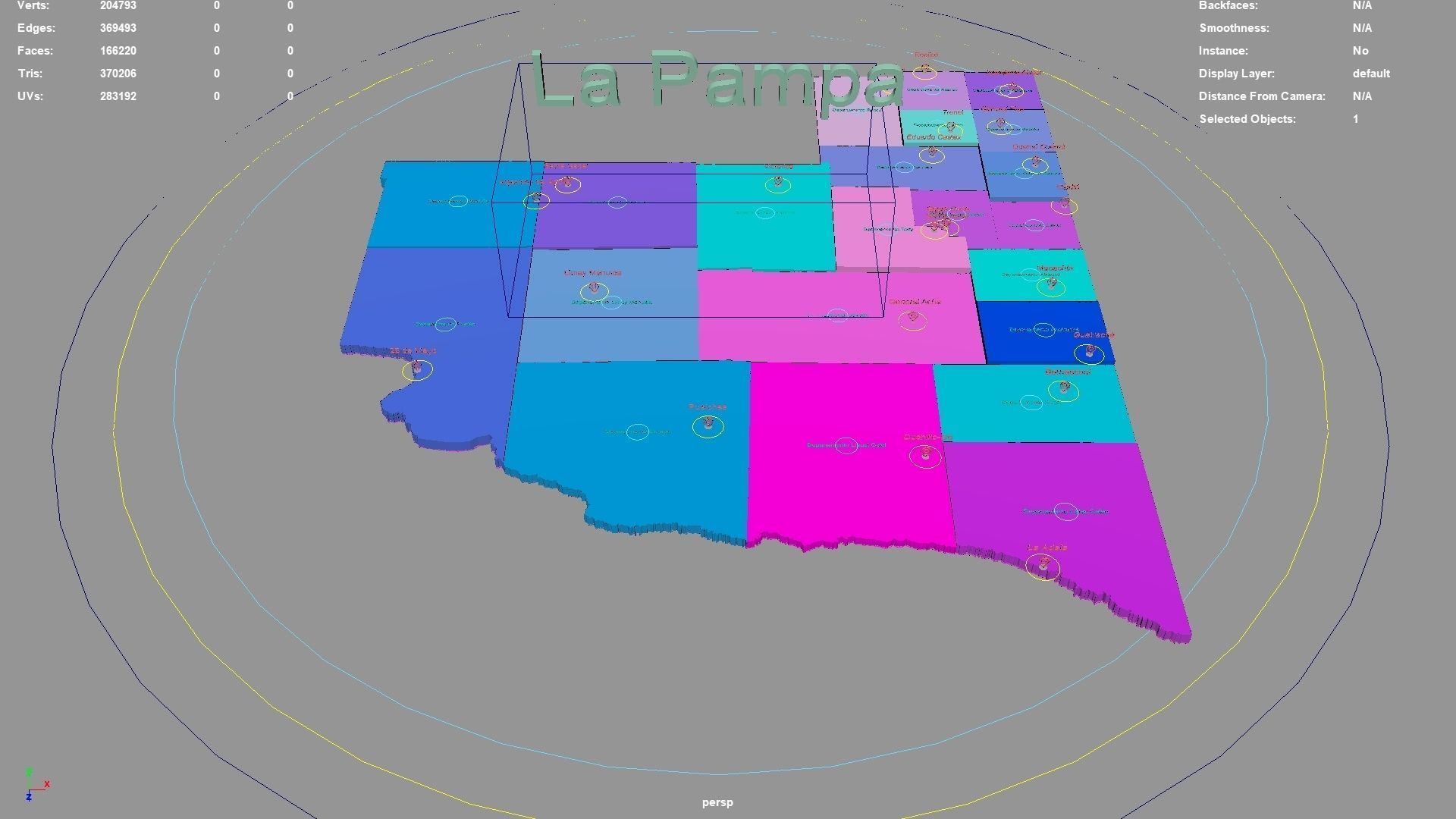 La Pampa Argentina map region geography political geographic 3D model ...