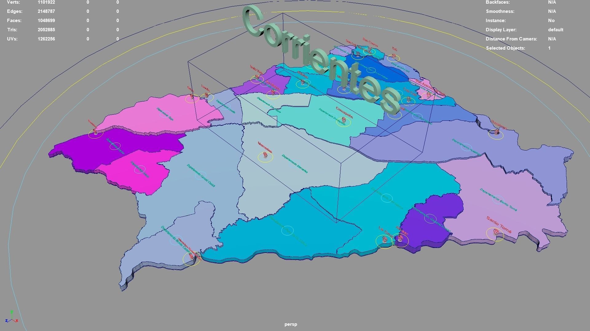 Corrientes Argentina map region geography political geographic 3D model ...