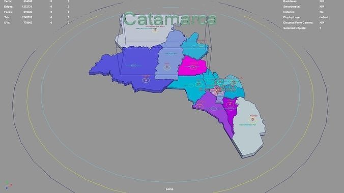 Catamarca Argentina map region geography political geographic 3D model ...