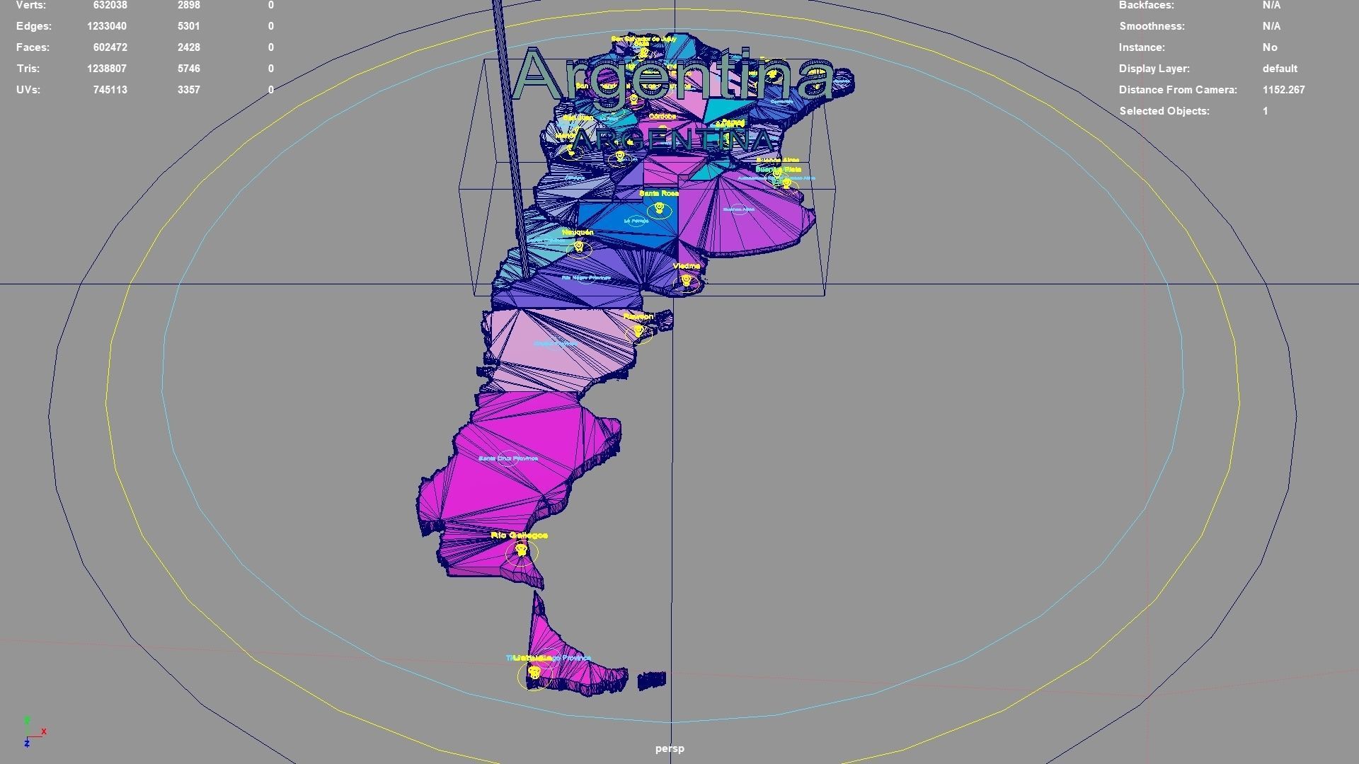 Argentina map region geography political geographic 3D model rigged ...