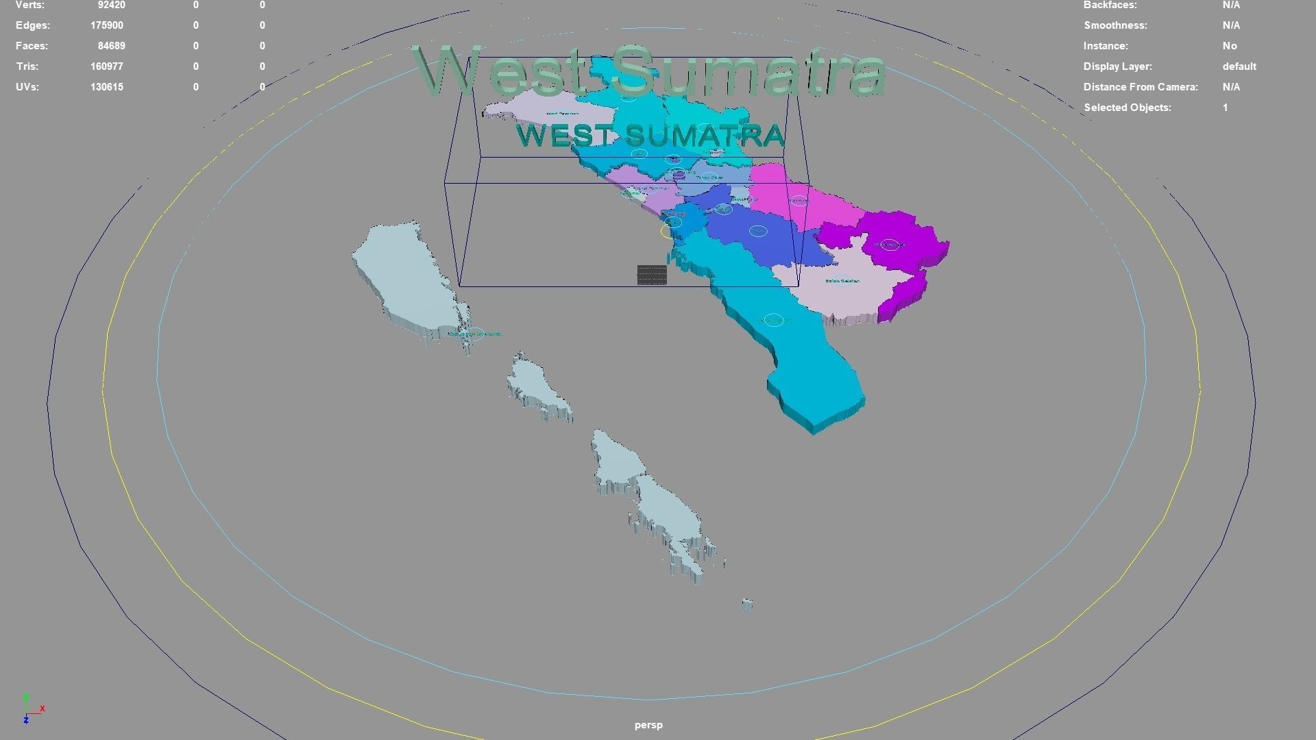 West Sumatra Sumatra Indonesia map region geography political 3D model ...
