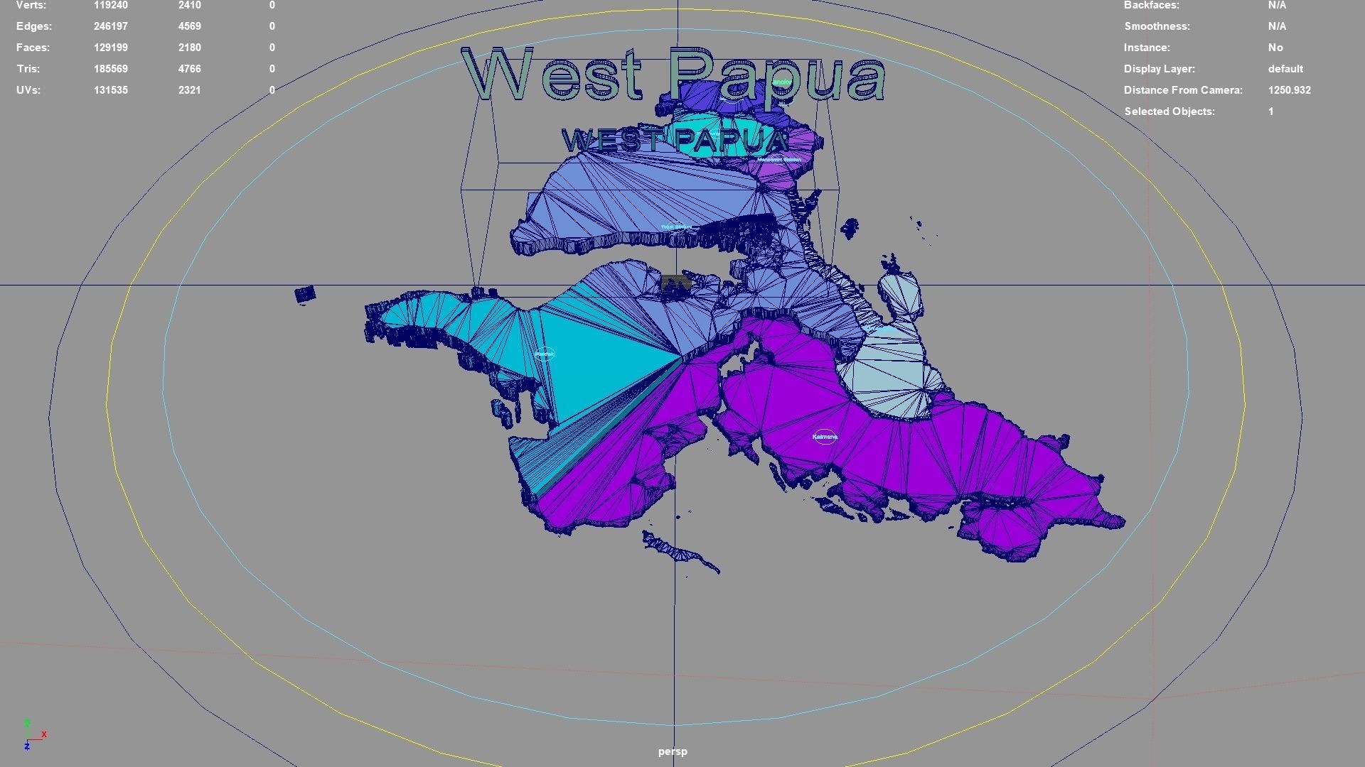 West Papua Western New Guinea Indonesia map region geography 3D model ...
