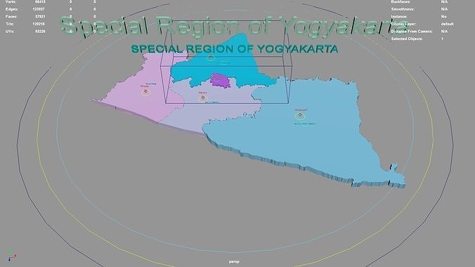 Special Region of Yogyakarta Java Indonesia map region 3D model rigged ...