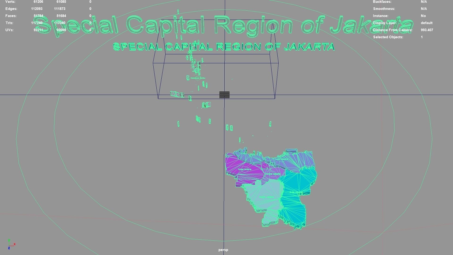 Special Capital Region of Jakarta Java Indonesia map region 3D model ...