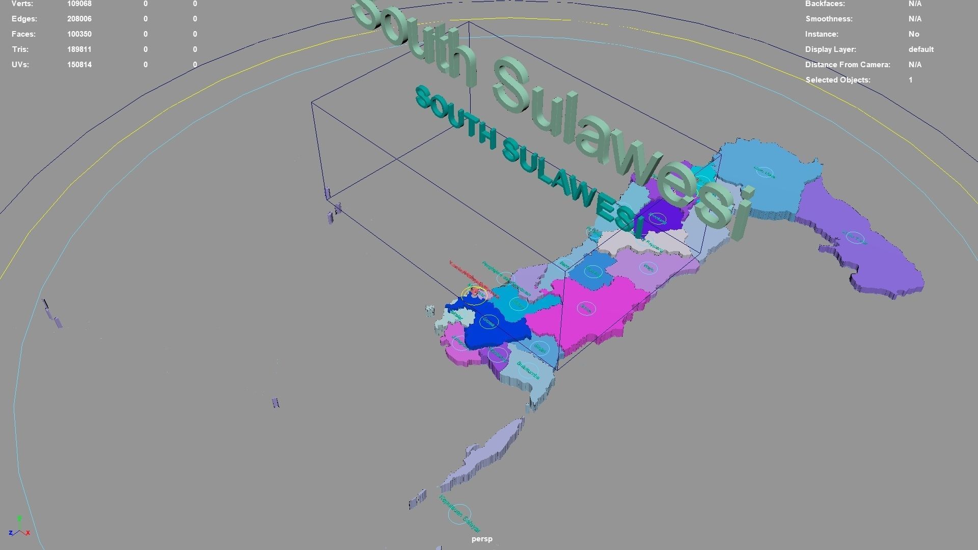 South Sulawesi Sulawesi Indonesia map region geography 3D model rigged ...