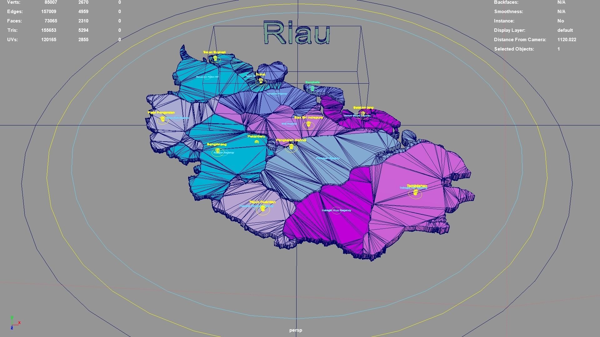 Riau Sumatra Indonesia map region geography political 3D model rigged ...