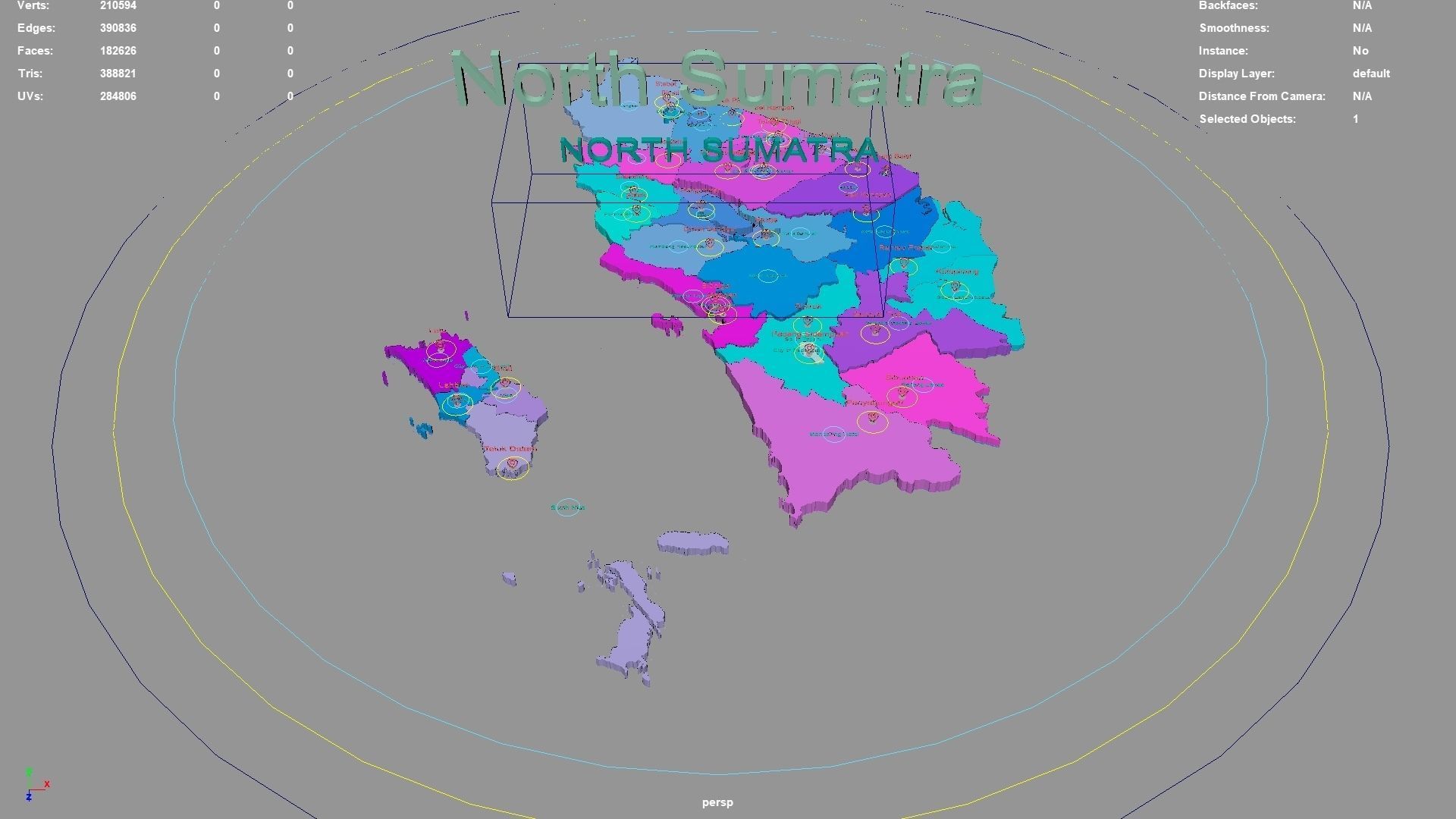 North Sumatra Sumatra Indonesia map region geography political 3D model ...