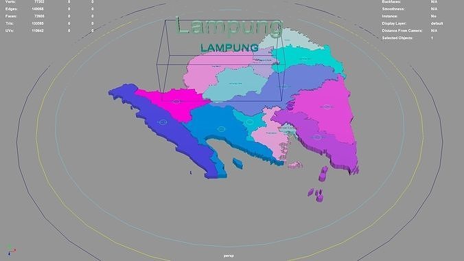Lampung Sumatra Indonesia map region geography political 3D model ...