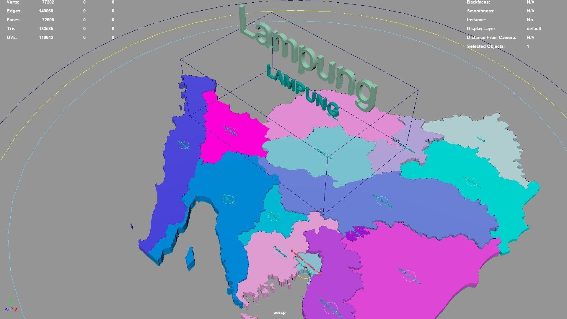 Lampung Sumatra Indonesia map region geography political 3D model ...