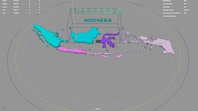 Indonesia map region geography political geographic 3D model rigged ...