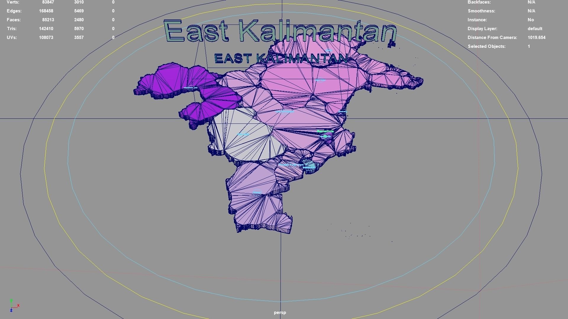 East Kalimantan Kalimantan Indonesia map region geography 3D model ...