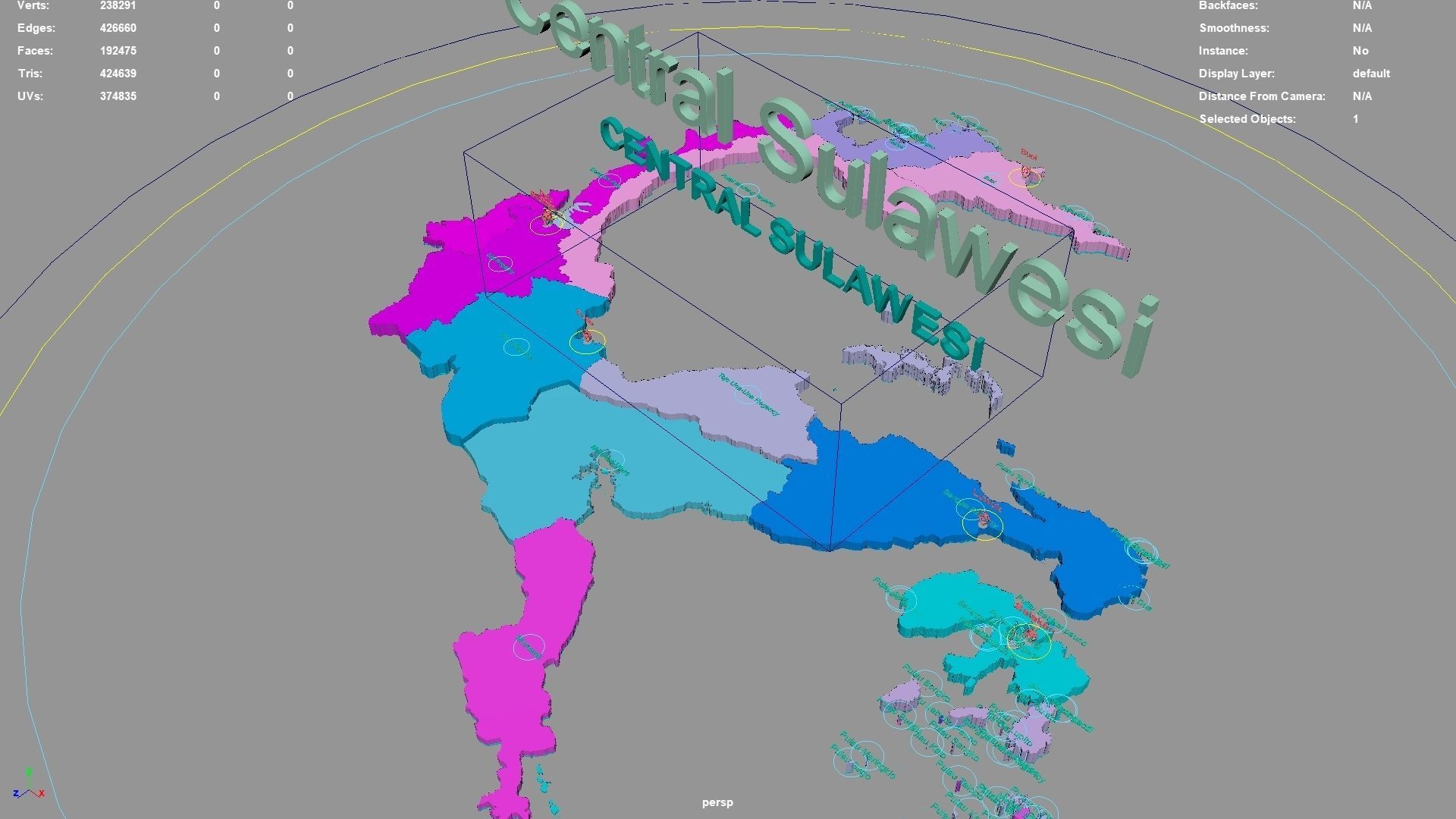 Central Sulawesi Sulawesi Indonesia map region geography 3D model ...