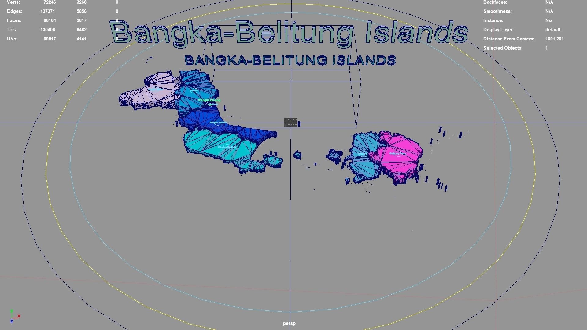 Bangka Belitung Islands Sumatra Indonesia map region geography 3D model ...