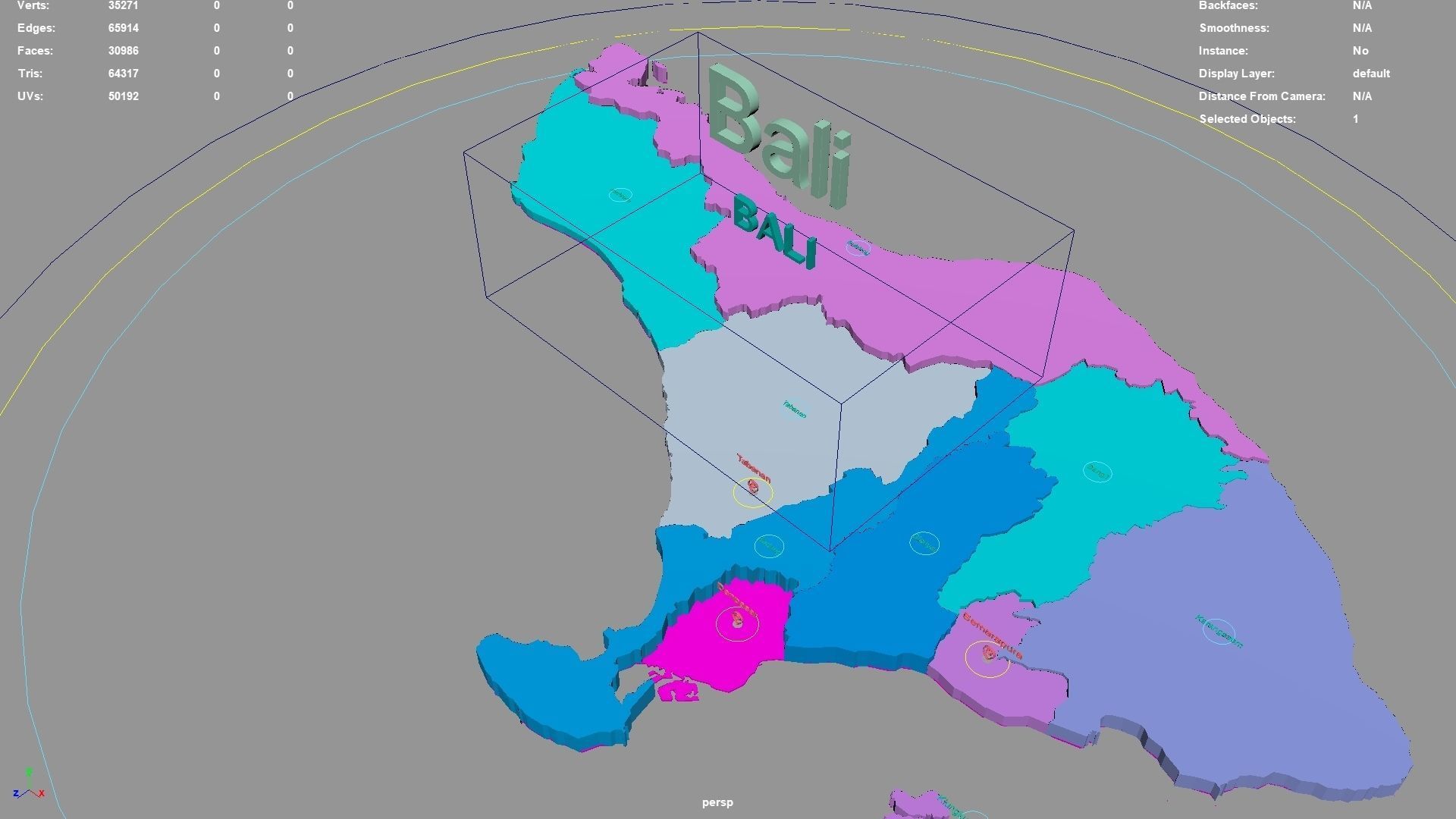 Bali Lesser Sunda Islands Indonesia map region geography 3D model ...