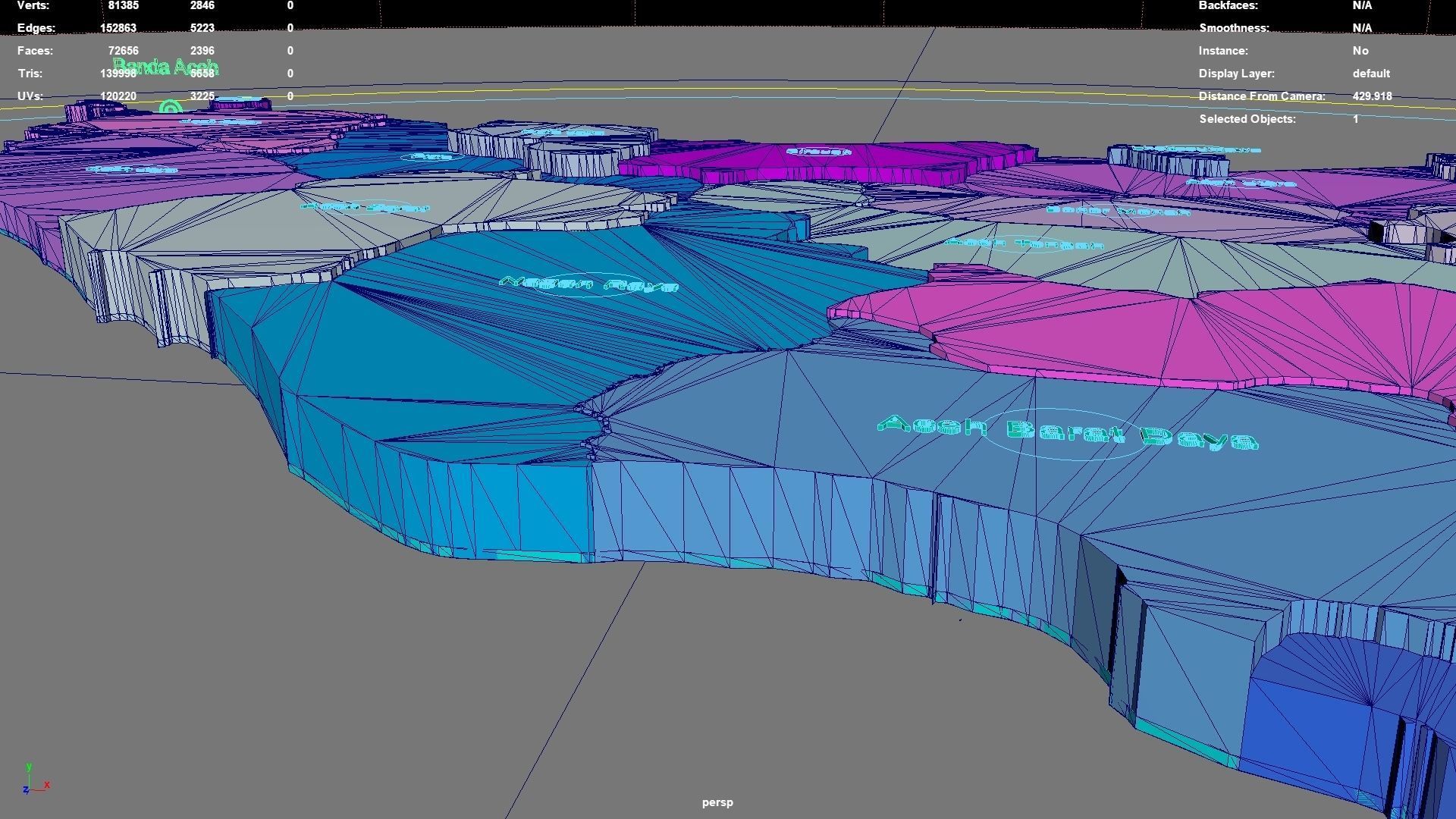 Aceh Sumatra Indonesia map region geography political 3D model rigged ...