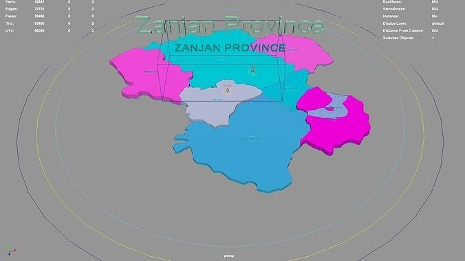 Zanjan Province Iran map region geography political geographic 3D model ...