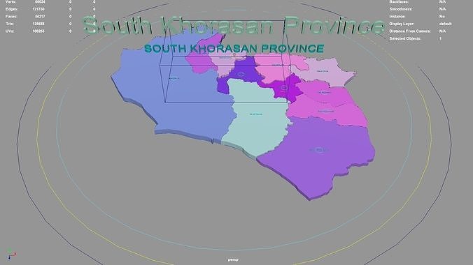 South Khorasan Province Iran map region geography political 3D model ...