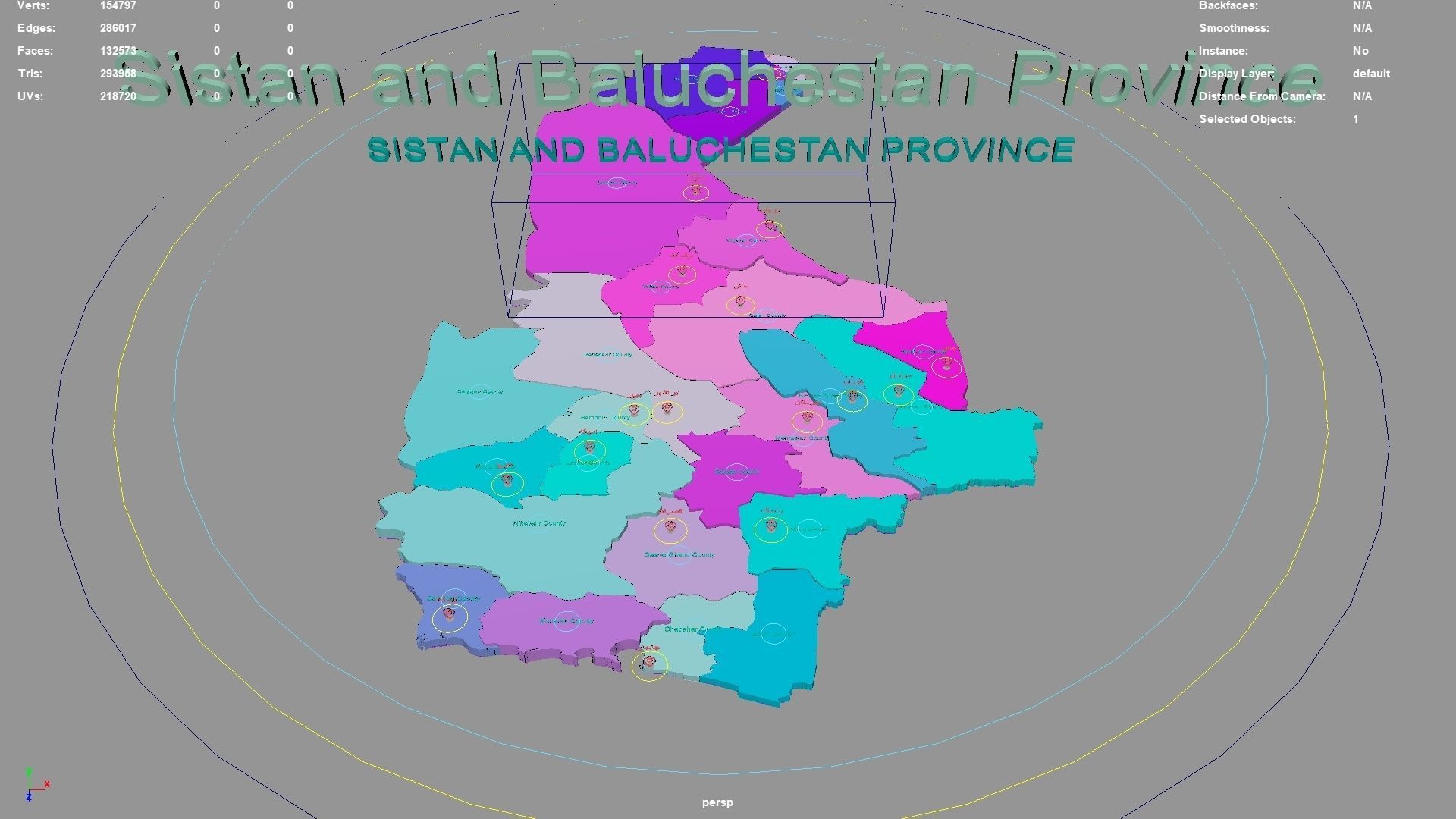 Sistan and Baluchestan Province Iran map region geography 3D model ...