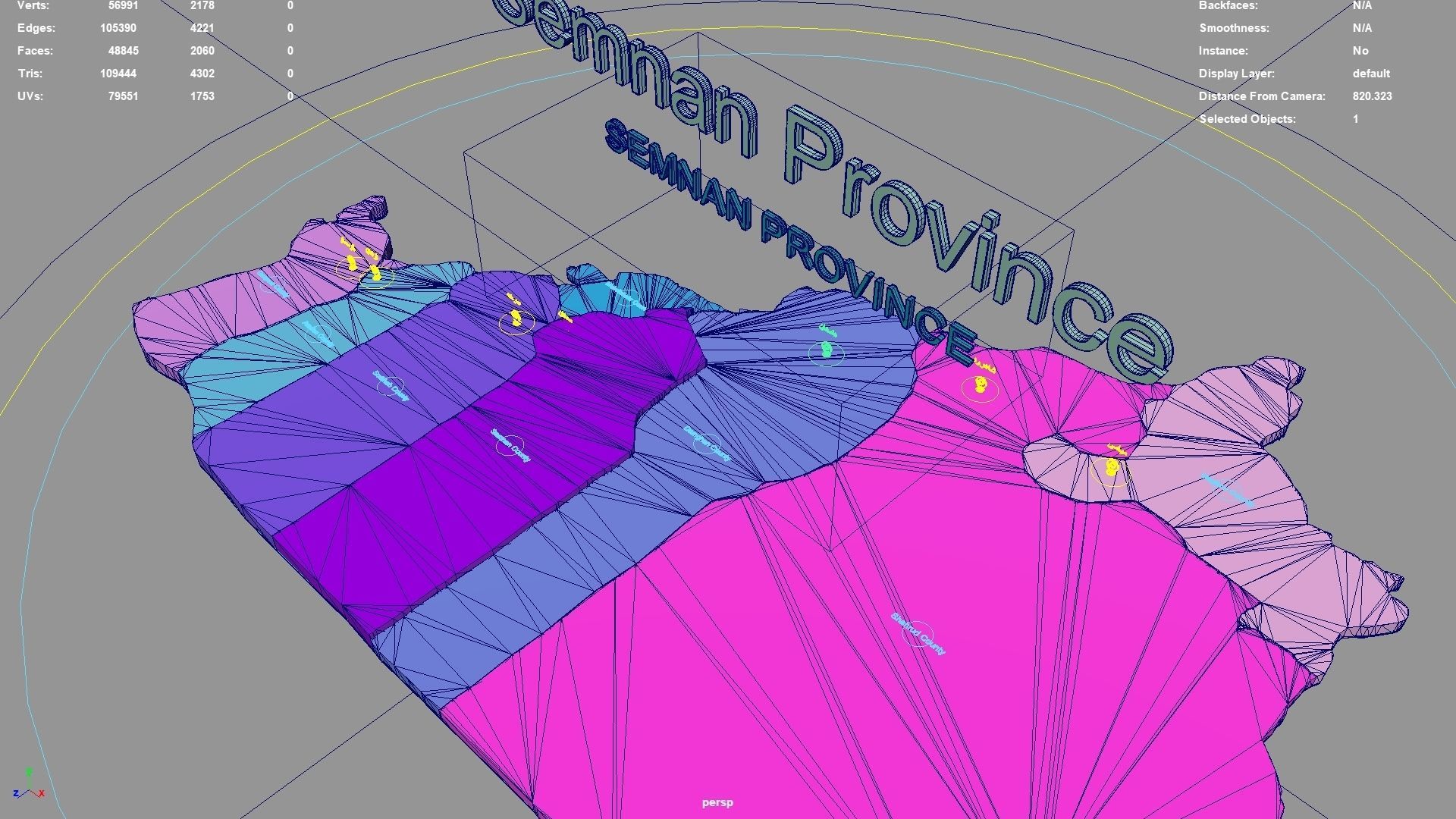 Semnan Province Iran map region geography political geographic 3D model ...