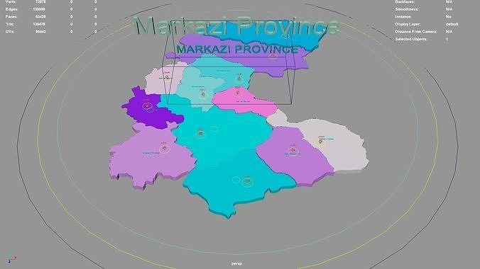 Markazi Province Iran map region geography political geographic 3D ...