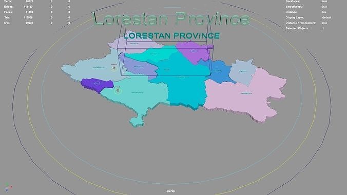Lorestan Province Iran map region geography political 3D model rigged ...