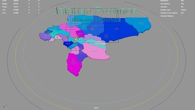 Isfahan Province Iran map region geography political geographic 3D ...
