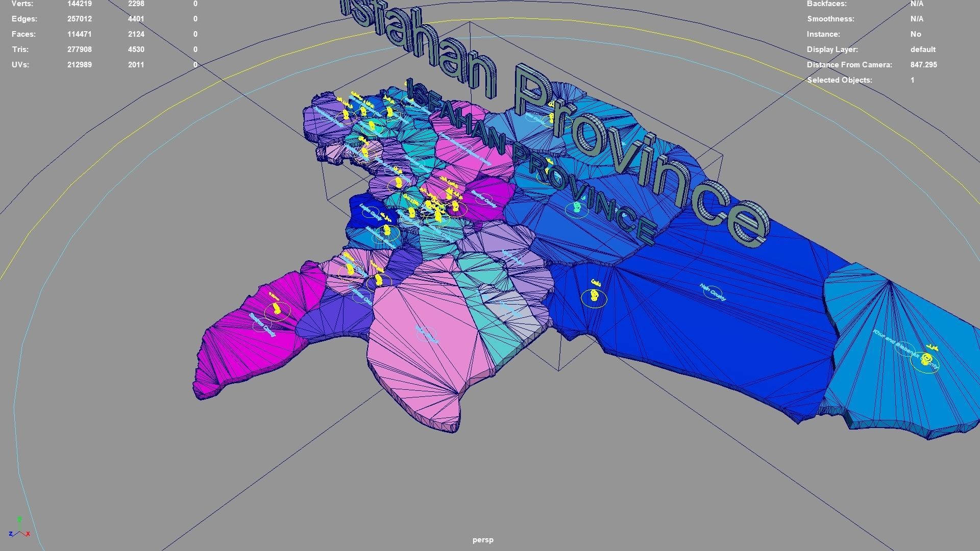 Isfahan Province Iran map region geography political geographic 3D ...