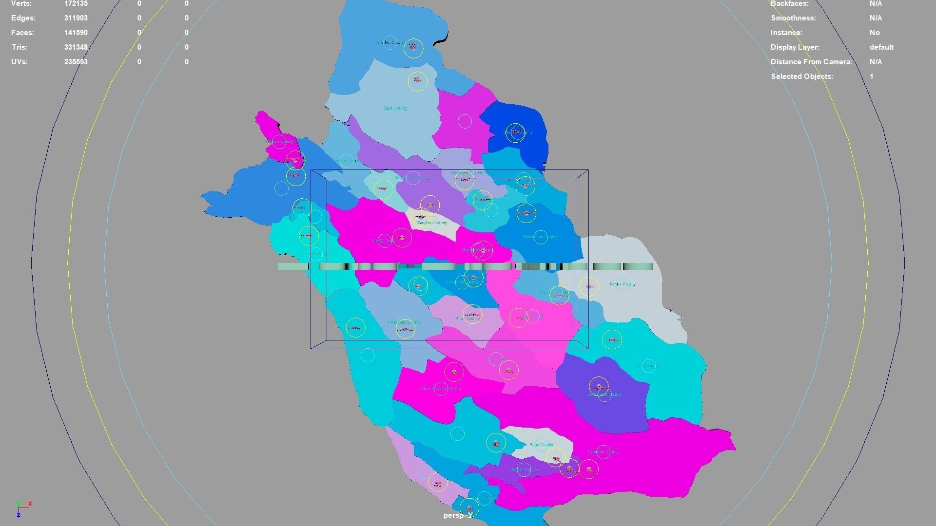 Fars Province Iran map region geography political geographic 3D model ...