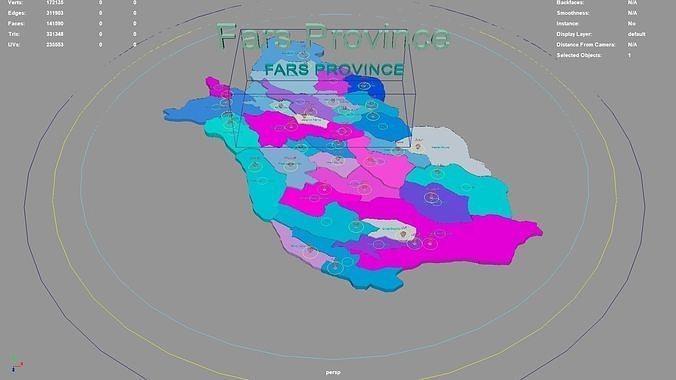 Fars Province Iran map region geography political geographic 3D model ...