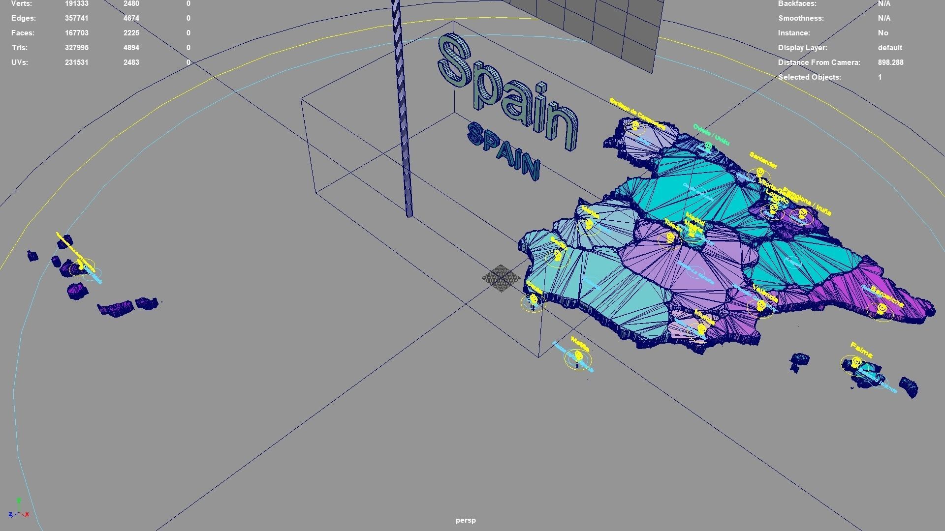 Spain map region geography political geographic administrative 3D model ...
