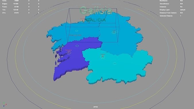Galicia Spain map region geography political geographic 3D model rigged ...