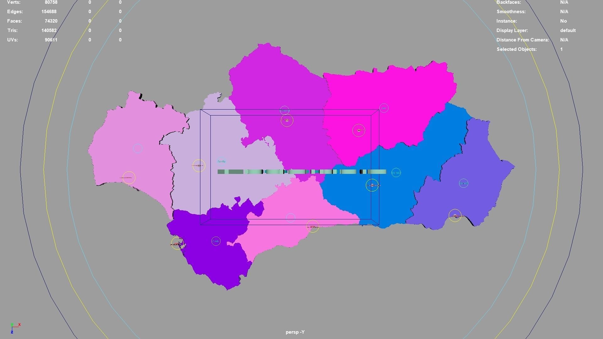 Andalusia Spain map region geography political geographic 3D model ...