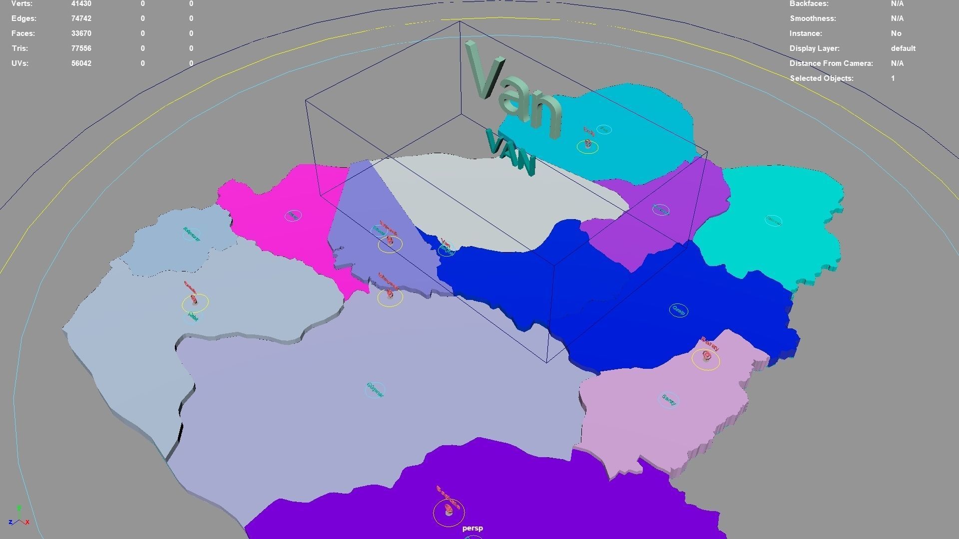 Van Eastern Anatolia Region Turkey map region geography 3D model rigged ...