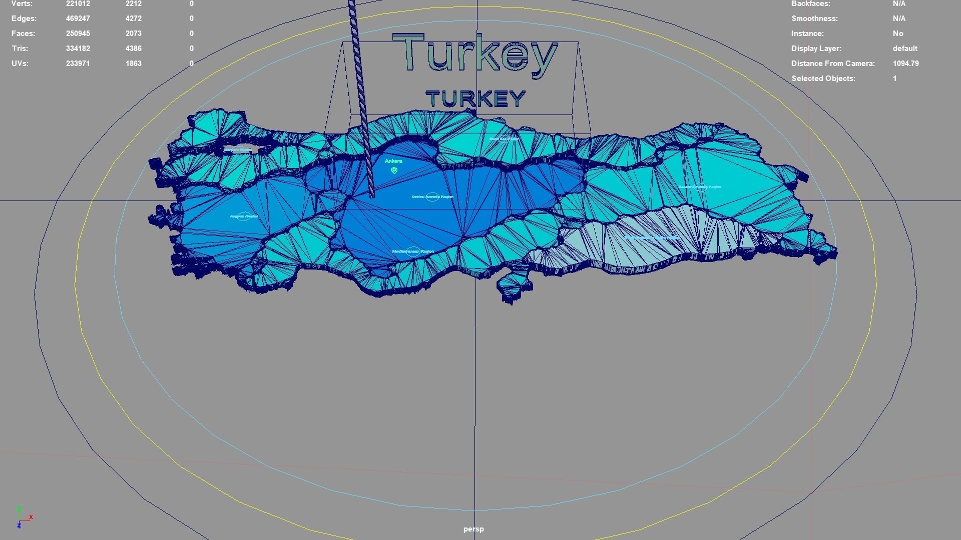 Turkey map region geography political geographic administrative 3D ...