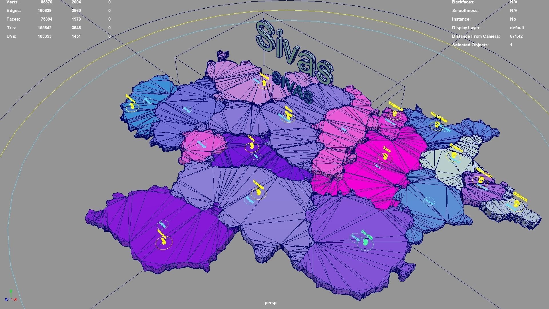 Sivas Central Anatolia Region Turkey map region geography 3D model ...