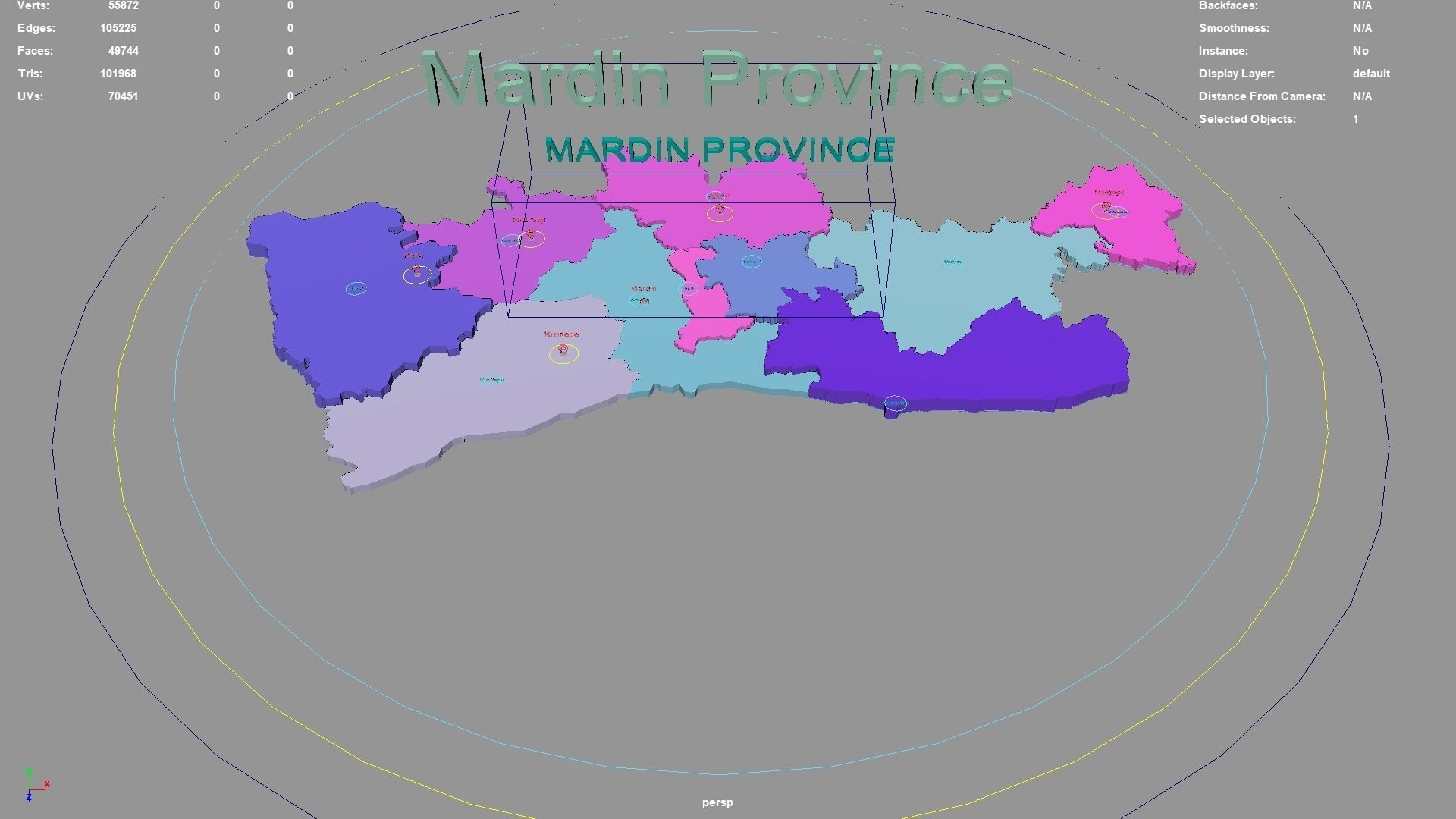 Mardin Province Southeastern Anatolia Region Turkey map region 3D model ...