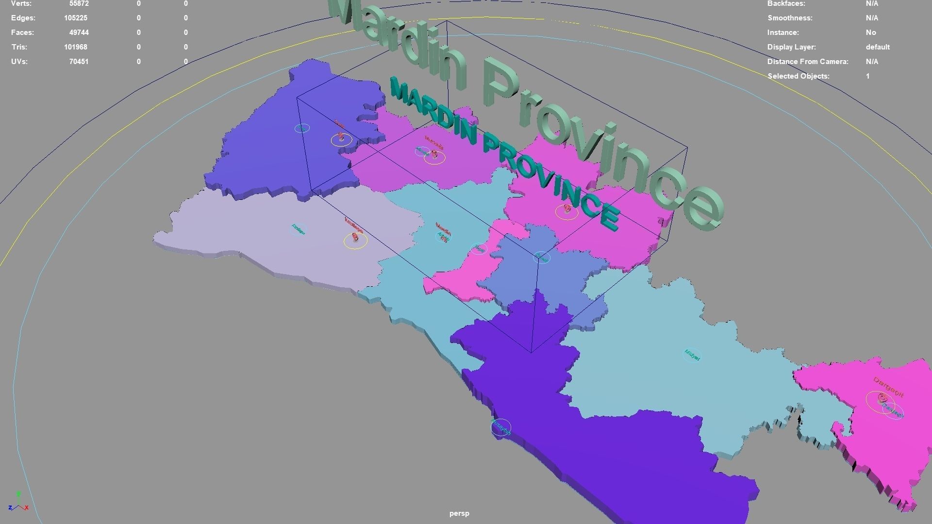 Mardin Province Southeastern Anatolia Region Turkey map region 3D model ...