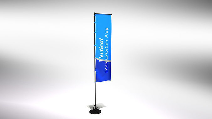 3D model Vertical Flag - Animated Exhibition Flag VR / AR / low-poly ...