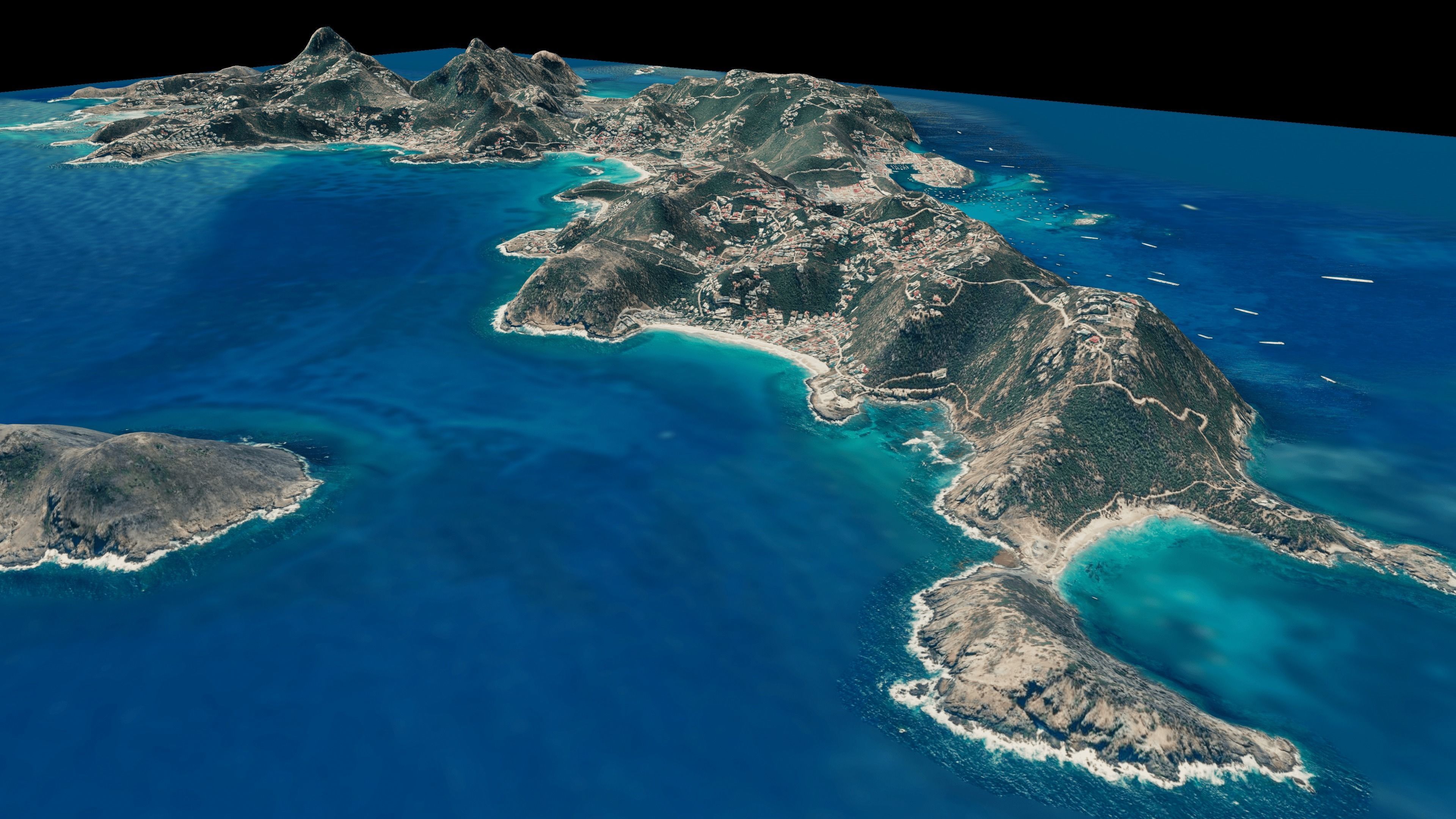 3D model Saint Barthelemy Island full 3d model terrain VR / AR / low ...