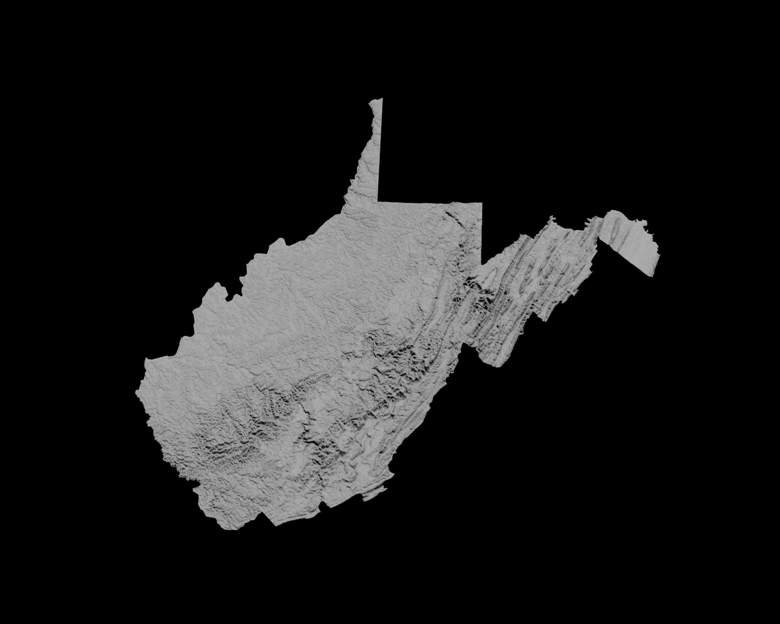 3D Topographical Map of West Virginia 3D model 3D printable | CGTrader