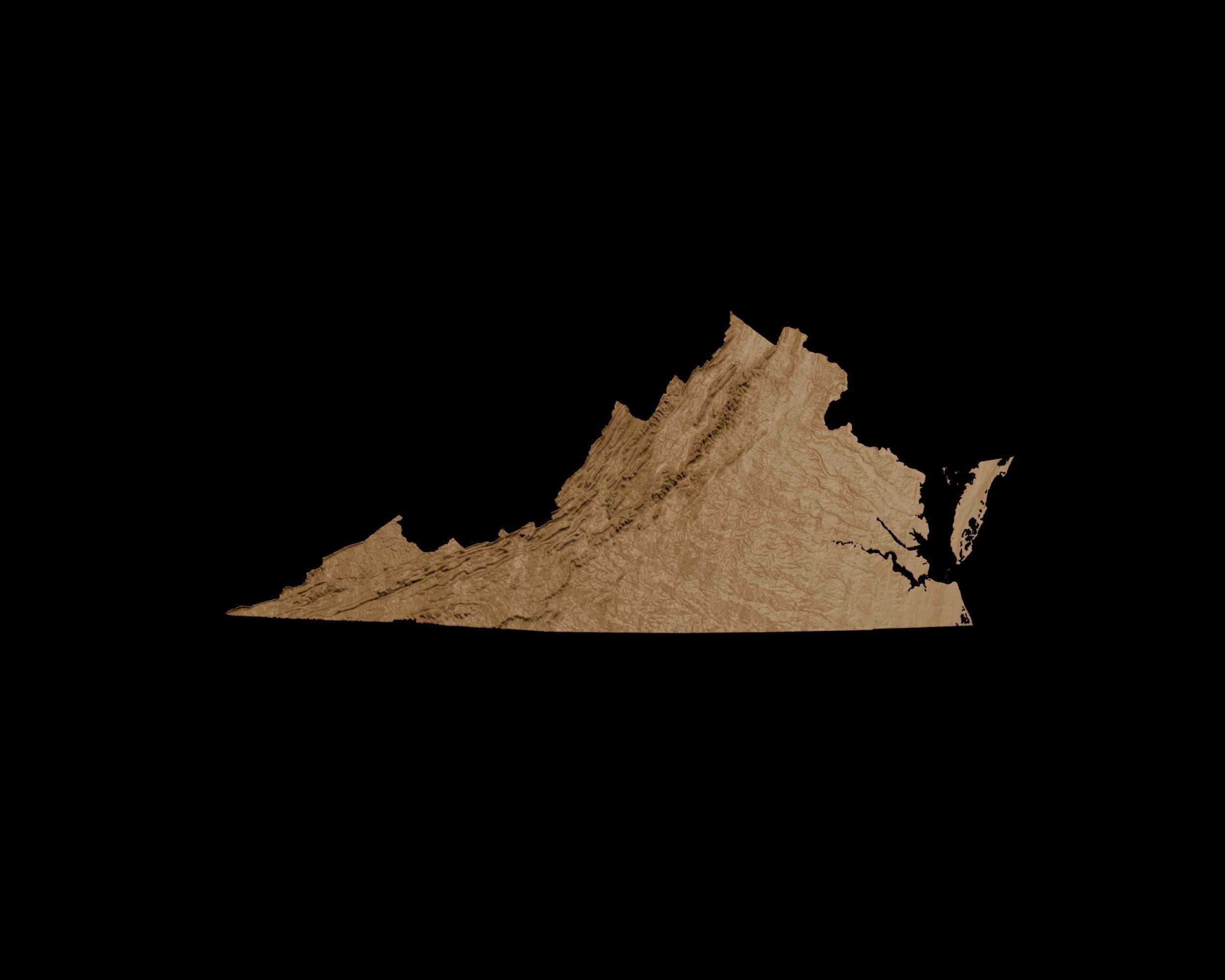 3D Topographical Map of Virginia 3D model 3D printable | CGTrader